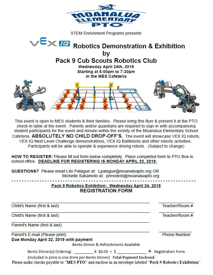 REMINDER: Robotics Demonstration & Exhibition by Pack 9 Cub Scouts ...