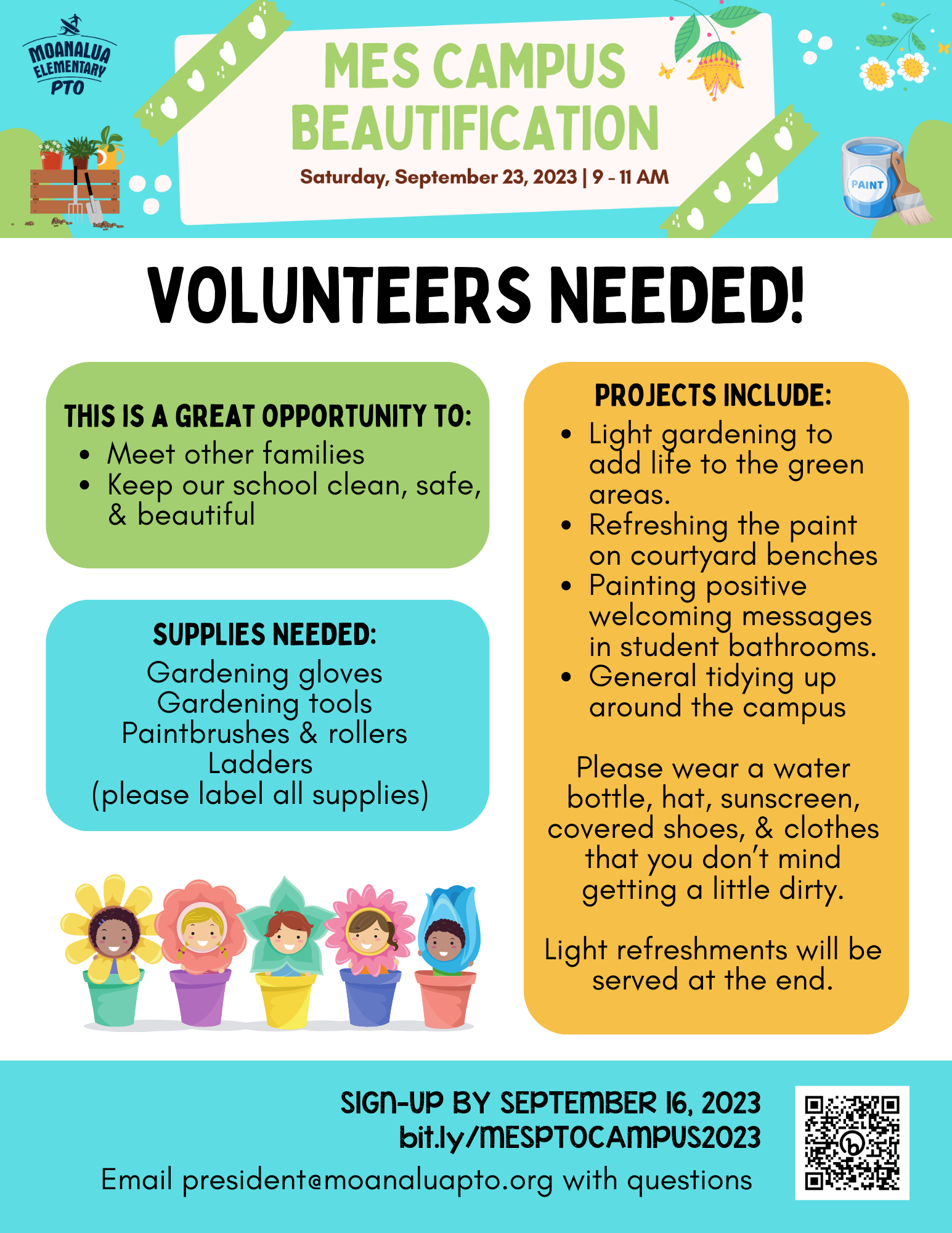 MES Campus Beautification – 9/23/2023 – Moanalua Elementary School PTO