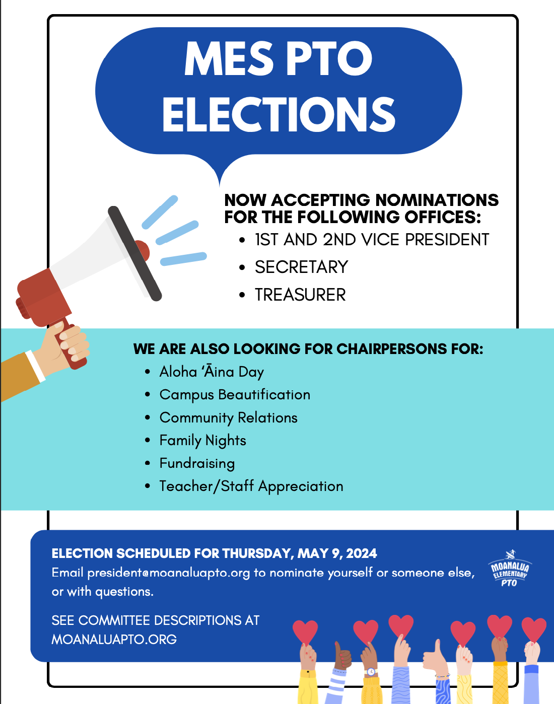 MES PTO ELECTIONS – Moanalua Elementary School PTO